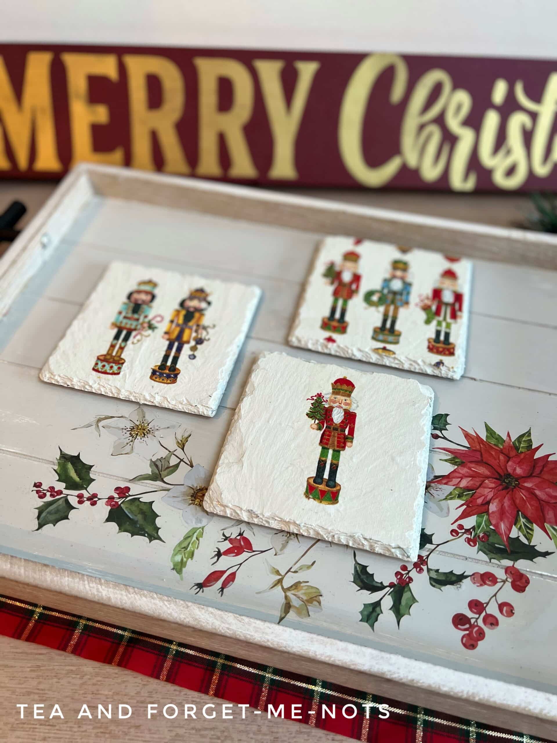 How To DIY Decoupage Christmas Ornaments | Easy Coaster Tutorial – Tea ...
